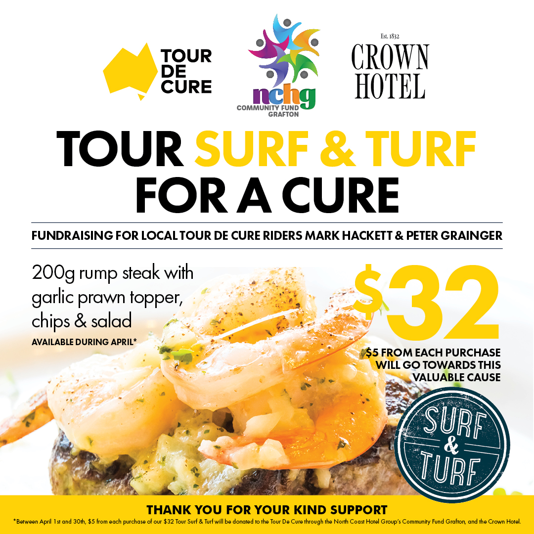 Tour De Cure Surf & Turf Fundraiser | Crown Hotel Motel Grafton
